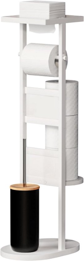 WC Rolhouder Staand Bamboe - Toiletrolhouder - Toiletborstel - WC ...
