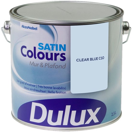 Dulux Colours Mur & Plafond Satin Mix - Clear Blue C10 - 2,5 L | bol