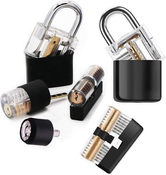 Lockpick set 6 Pack Training Hangsloten Zwarte Lock Cover Transparent ...