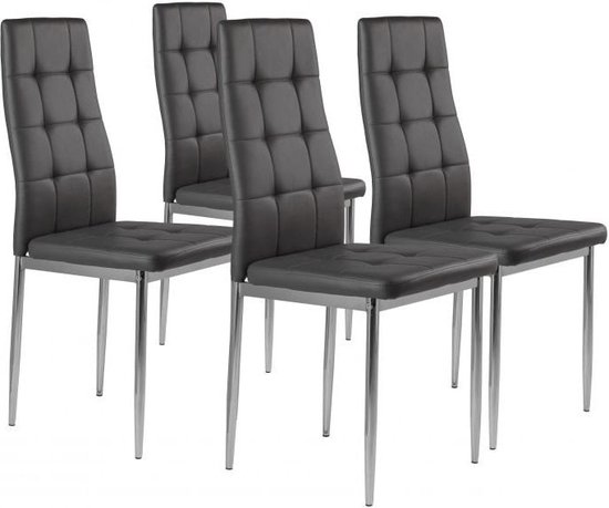 Voordelige Eetkamer Stoelen Set - 4 Stuks - Modern Grijs Design | bol