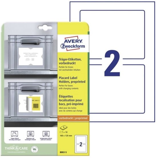 Positioneer etiket Avery voorbedrukt 160x120mm 5 vel 2 etiketten per vel 3-talig | bol