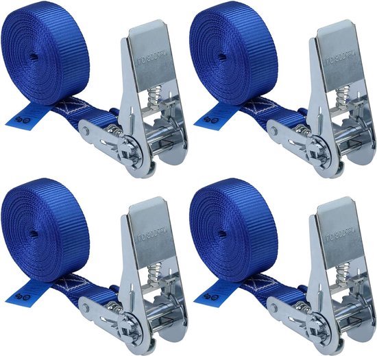 Lashing strap 4 pieces blue fastening strap 6 meters - load capacity up ...