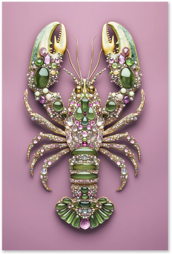 Graphic Message - Schilderij op Canvas - Groen Paarse Edelsteen Kreeft - Restaurant -... | bol