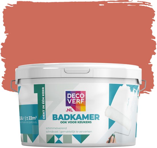 Decoverf badkamer verf terra rood, 2.5L | bol