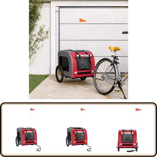 vidaXL Hondenfietstrailer - Rood & Grijs - Draagvermogen 45kg Fietskar ...