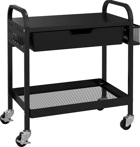 TRUUSK Multifunctionele Trolley Met 1 Lade, 1 Plank, 4 Wielen ...