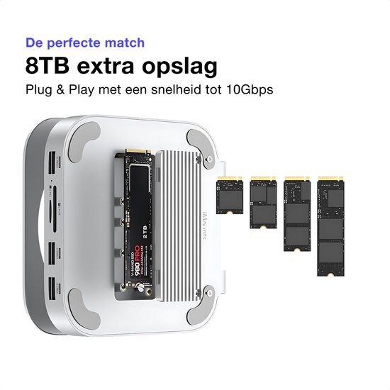 iMounts Mac Mini M4 docking station SSD - M.2 NVMe - USB-C - HDMI - 8TB ...