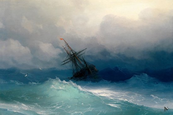 Ivan Konstantinovich Aivazovsky - Ship on a Stormy Sea - Schip op een ...
