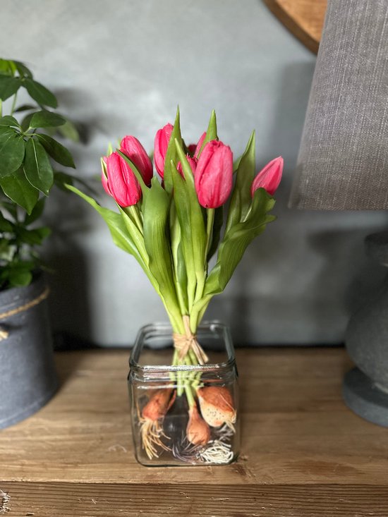 Tulpen bos met knollen - Kunstbloemen - Set van 12 - Tulips - Voorjaar ...