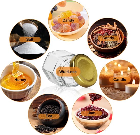Zeshoekige Mini Glazen Honingpotten Set van 20 Glazen Honing Containers ...