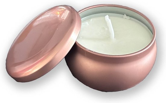 Unyk Guod metalen blikje rose goud met geurkaarsje - geur amber ebony | bol