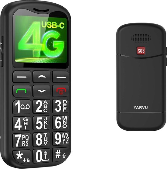 Yarvu ® - Easy - 4G Senioren Mobiele Telefoon - Grote Toetsen & Cijfers ...