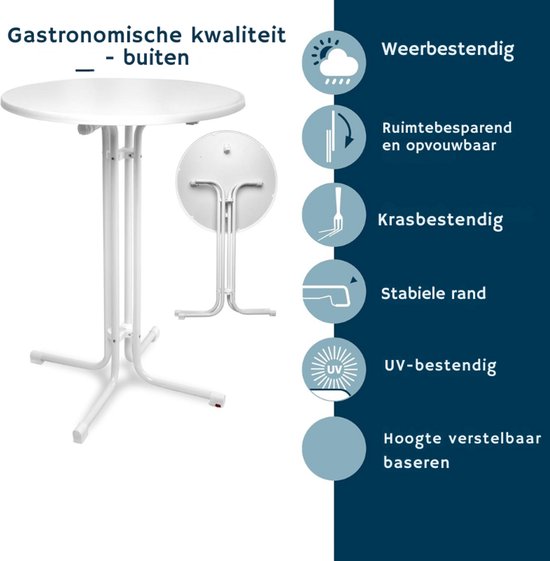 Inklapbare Statafel Bellini Ø70 Cm - Stevige Weerbestendige Bistrotafel | Verstelbare... | bol