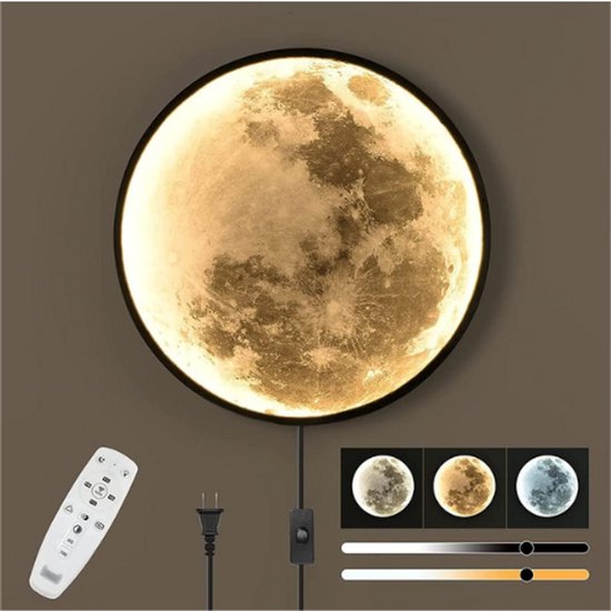 LED Maan Muurlamp Binnen - Dimbare 3D Maanlamp - Met Afstandsbediening ...