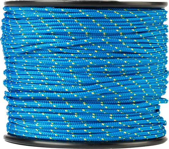SNURO Polypropyleen touw (2mm, 100m, blauw met geel en groen ...