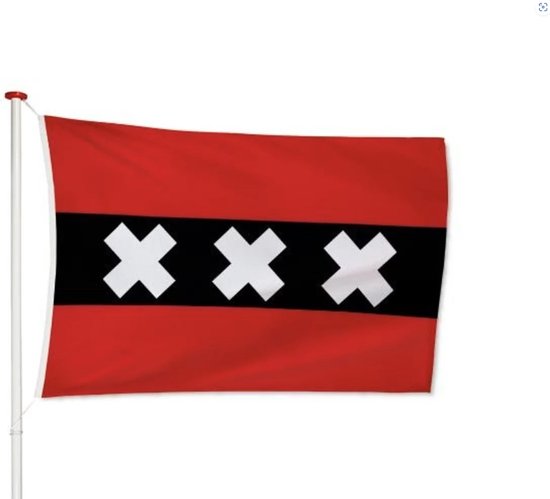 Vlag Gemeente Amsterdam, afm. 150x225 cm, polyester. | bol