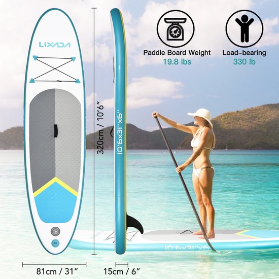 Bovista Sup Board - Opblaasbaar - Supboard - Sup Boards - Paddle - Kayak - 320cm Goud | bol