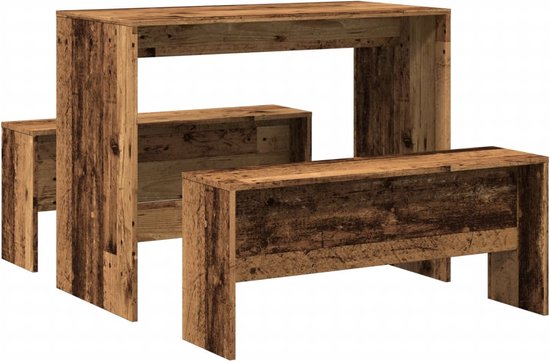 vidaXL 3-delige Eetset - Houtlook - Compact Design Eetkamerset ...