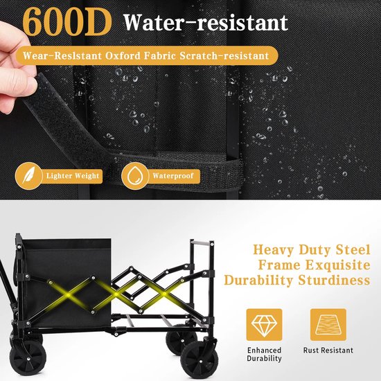 Signature Home Opvouwbare handkar tuinwagen - Tuinkar Draaibare wielen ...