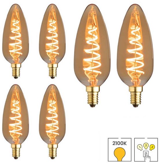 E14 LED lamp - 6-pack - 3 staps dimbaar - 3.5 watt - 2100K extra warm | bol