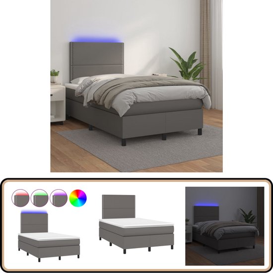 vidaXL Boxspring 120x200 cm met LED en Matras Boxspring - Bed Frame ...