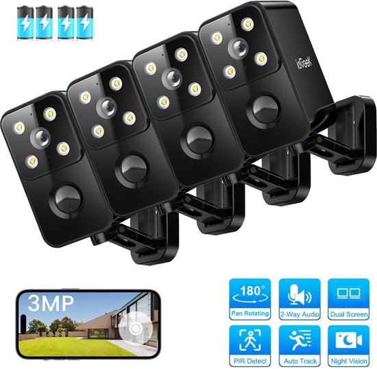 ieGeek 2K wifi bewakingscamera voor buiten - batterij 5200 mAh - intelligente tracking... | bol