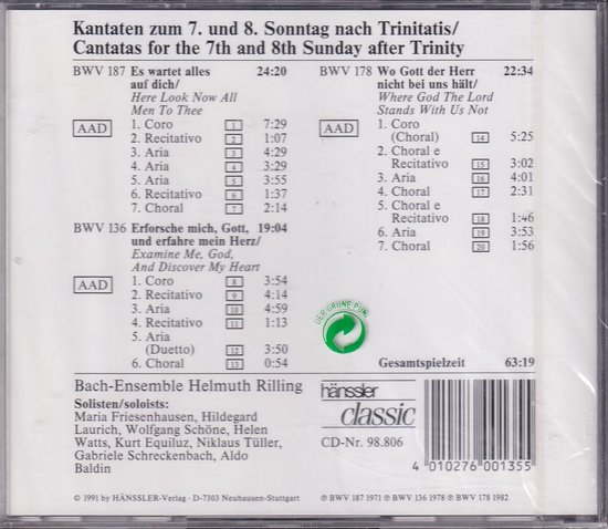 Die Bach Kantate vol. 44, BWV 187, 136, 178 - Johann Sebastian Bach ...