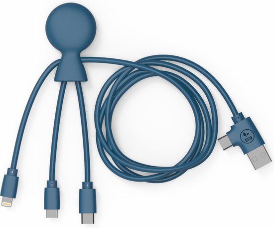Xoopar - Mr Bio LONG Kabel - Blue - Multi-kabel - USB - Micro-USB - USB ...