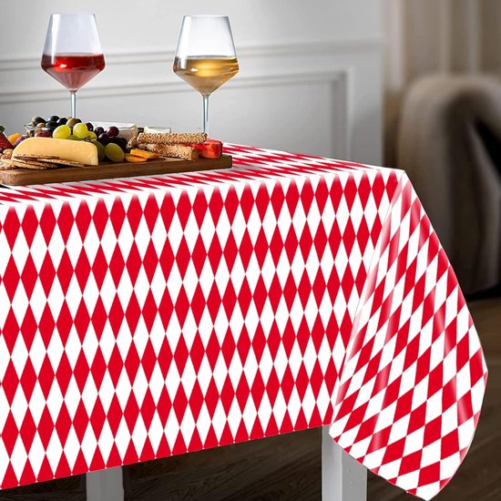 Geruit tafelkleed - Wegwerptafelkleden - 3 stuks - Rood/wit - Plastic ...