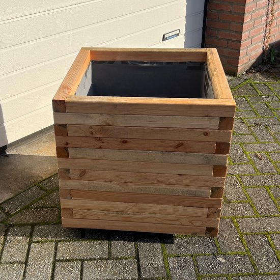 AMISHOUT - Vierkante plantenbak van hout 60x60x60 cm - naturel - bloembak buiten | bol