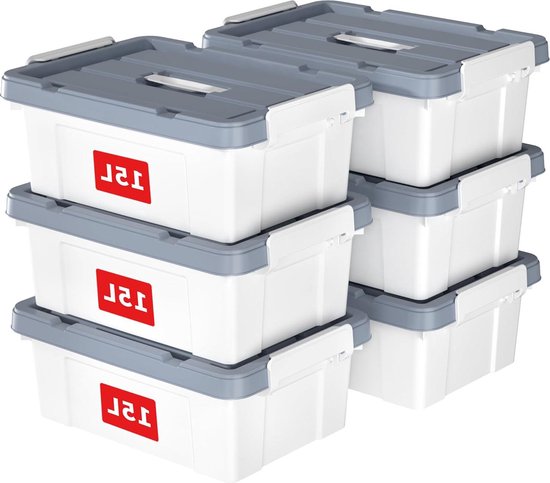 Plastic Opbergdozen met Deksels - Organiserende Containers - 15L - 6 ...