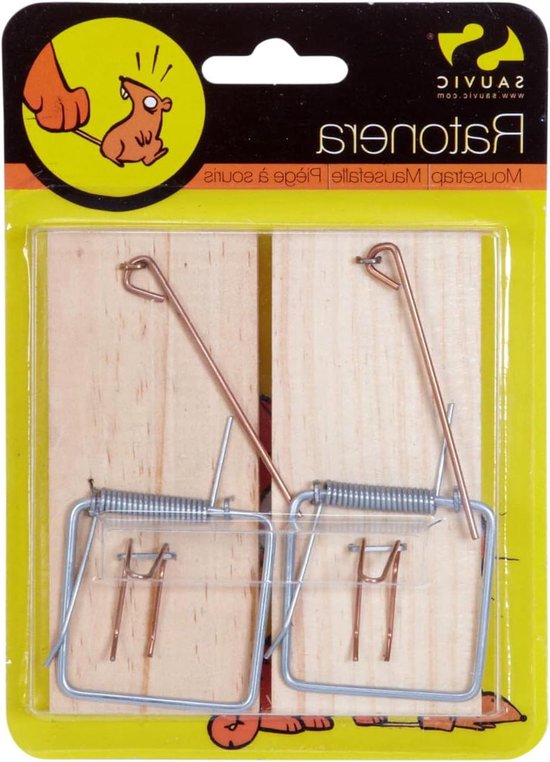 Kleine houten muizenval - efficiënte ongediertebestrijding - pack van 2 ...