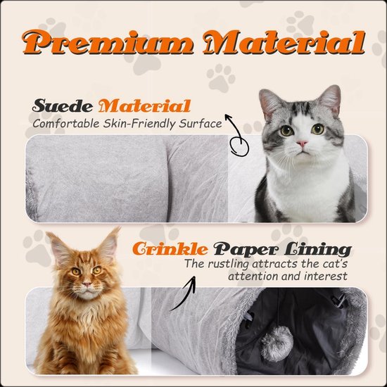 Mrs. Jones Suède Kattentunnel 3-weg Tunnel voor Binnen met 1 Gat en ...