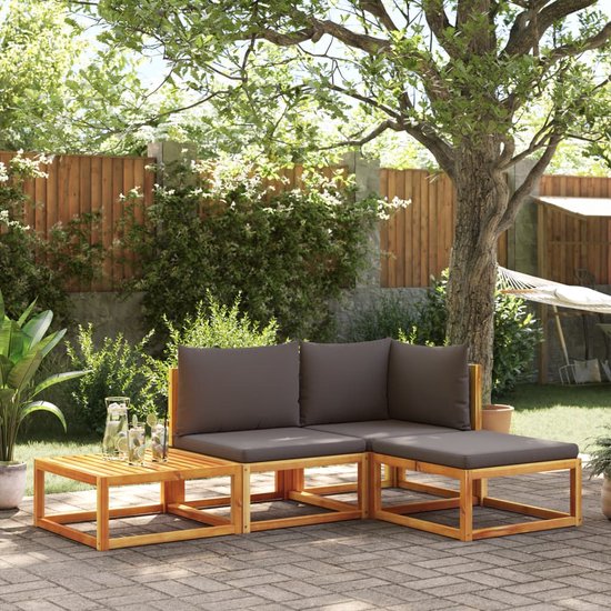vidaXL 4-delige Loungeset met kussens hout Lounge Set - Tuinset ...