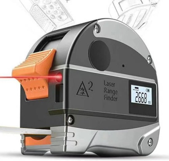 Digitale Laser Meetlint 40 m - 2 in 1 Afstandsmeter en Tape Heerser met ...