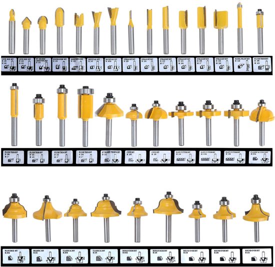 35-delige Router Bits Set - 6.35mm 1/4" Schacht TCT Wolfraam Carbide ...