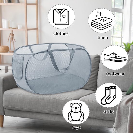 2 stuks pop-up wasmand, 36 x 36 x 58 cm, opvouwbare wasmand, inklapbaar ...