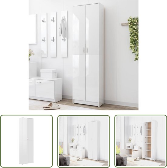 vidaXL Gangkast - Hoogglans Wit - 55x25x189 cm Halenkasten - Compact ...