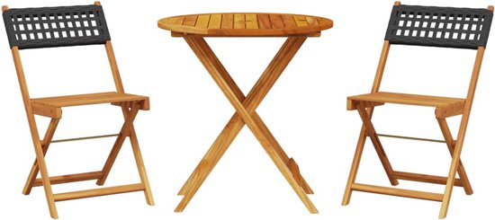 vidaXL Bistroset - 3-delig - Massief hout & rattan Tuin Set - Bistro ...