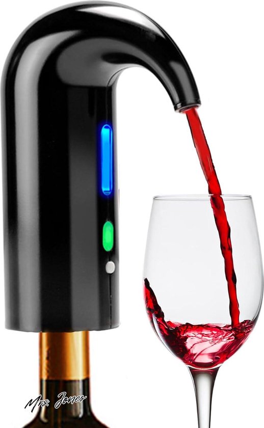 Mrs. Jones Elektrische Wijnbeluchter Draagbare One-Touch Wijnkaraf en ...