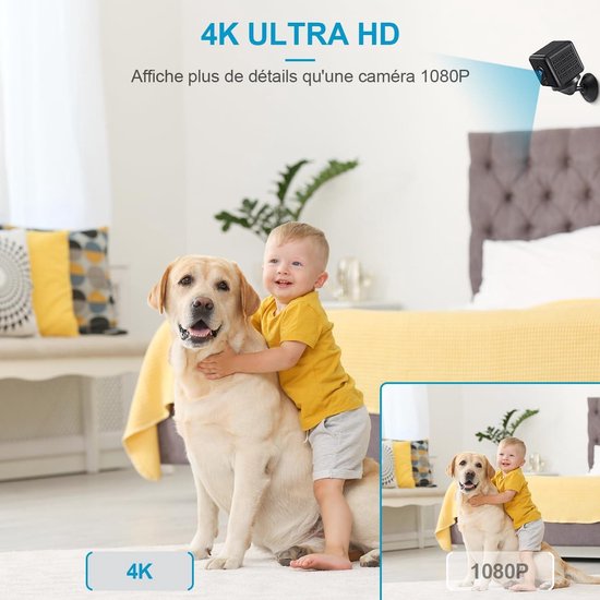 WiFi 4K HD mini-bewakingscamera voor binnen en buiten - draadloos ...