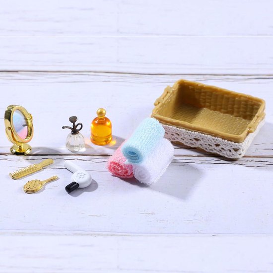 10 stuks 1:12 poppenhuis mini badkamer accessoires inclusief mand ...