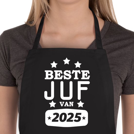 Keukenschort Beste Juf van 2025 - | 65x90cm | 100% katoen | Schort ...