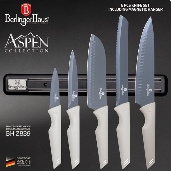 Berlinger haus 2839 - 6 delige messenset met magneetstrip - Aspen Collection | bol.com