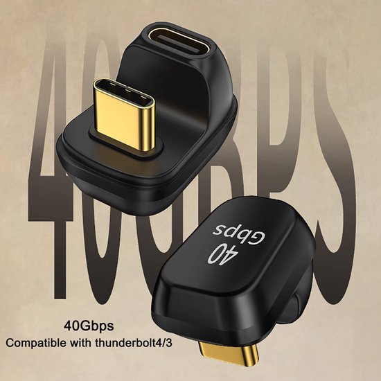 NÖRDIC USB4-305 - Dubbel Haakse USB-C Adapter - Mannelijk naar ...