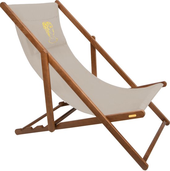 Holtaz Strandstoel PREMIUM - Inklapbaar - Hout - Comfortabele zonnebed ...