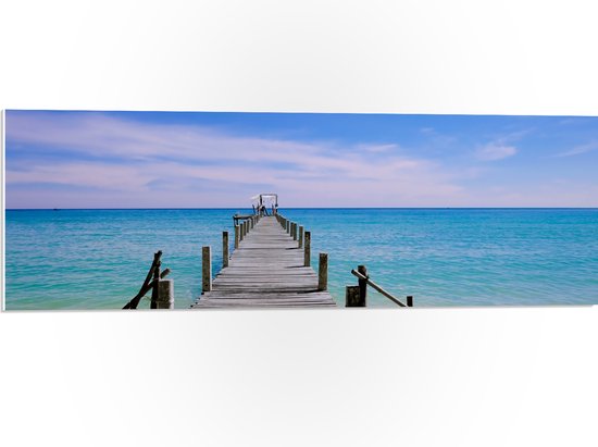 PVC Schuimplaat- Vlonder over Helderblauwe Zee - 90x30 cm Foto op PVC ...