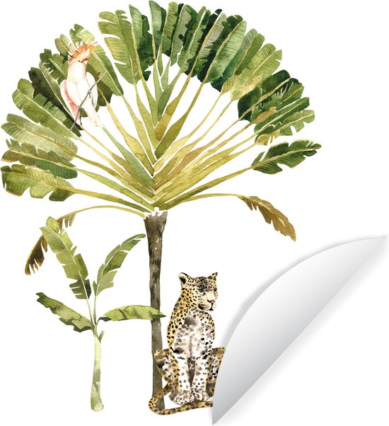 WallCircle - Muurstickers - Behangcirkel - Jungle - Kaketoe - Luipaard - ⌀ 120 cm -... | bol