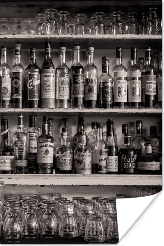 Posters vintage - Bar - Drank - Alcohol - Stilleven - Posters zwart wit ...