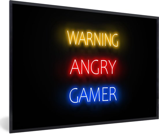 Game Poster - Gaming - Quotes - Warning angry gamer - Neon - 60x40 cm | bol